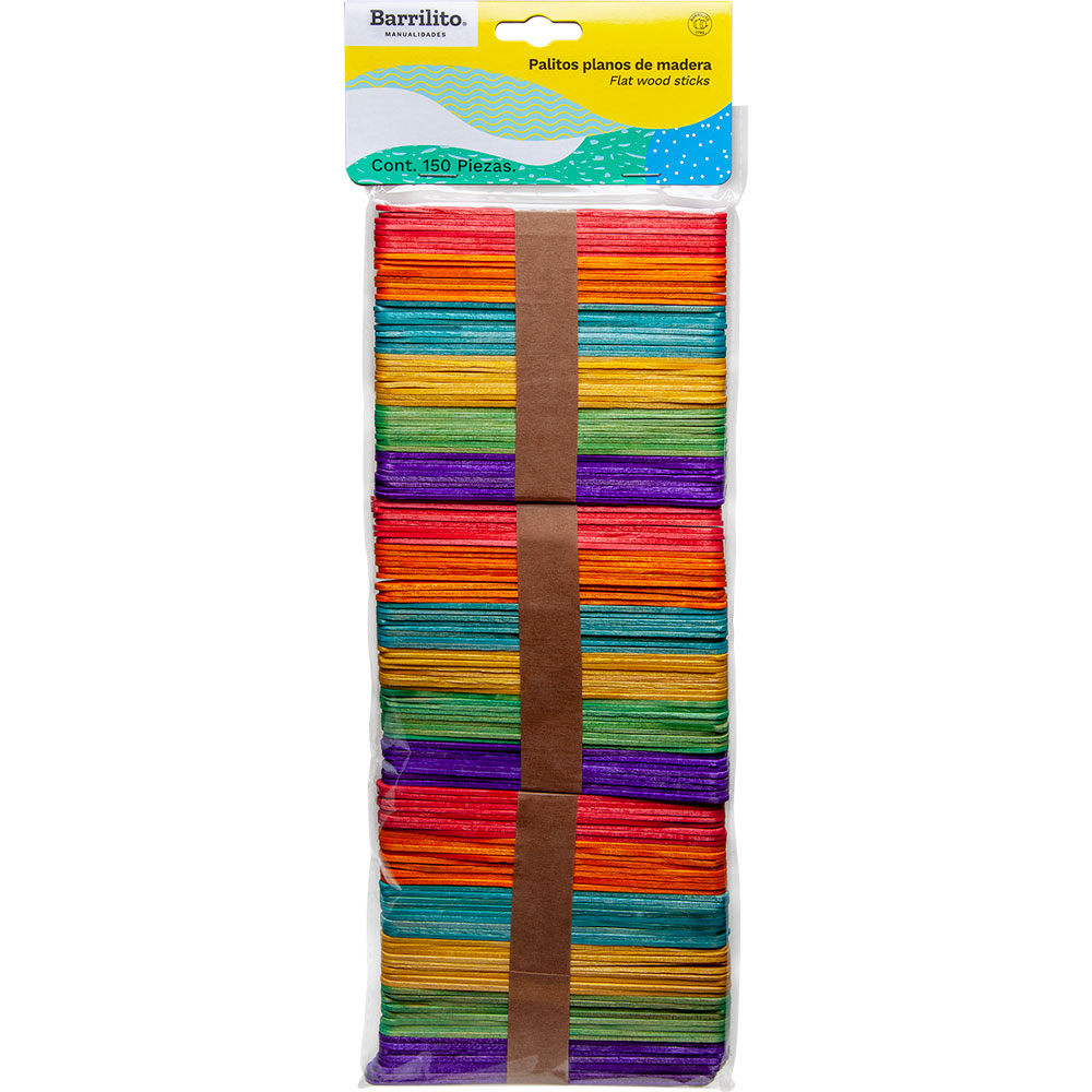 Palos Planos Barrilito Colores Surtido Idos 1X14.4Cm Con 150 Piezas