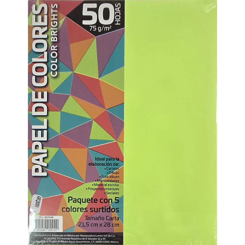 Papel Cortado De Colores Brights Con 50 Hojas 5 Colores | Lumen