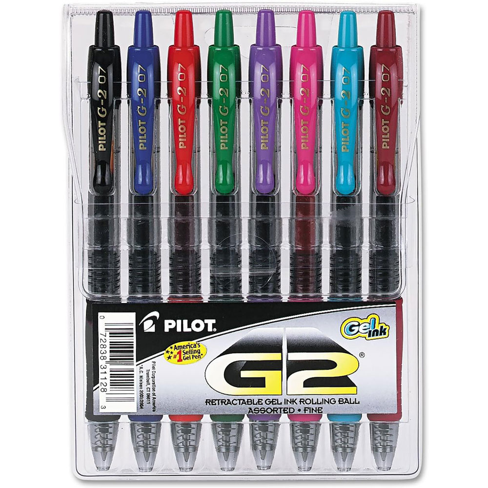 Plumas gel retráctil Pilot G2 31128 0.7mm Paquete 8p | Lumen