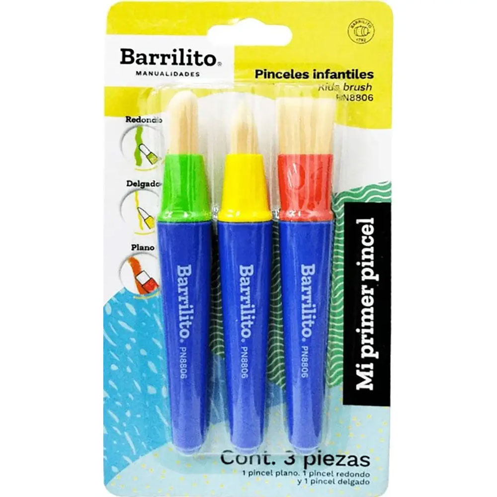 Pincel Escolar Barrilito 8806 Mi Primer Con 3 Piezas | Lumen