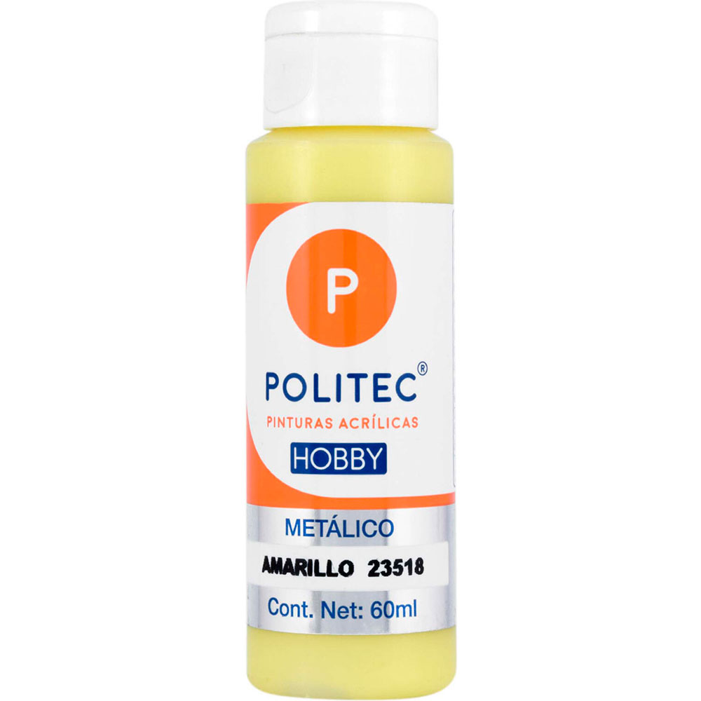 Pintura Acrilico Politec Hobby Metalico Amarillo 23518 60 Ml ...