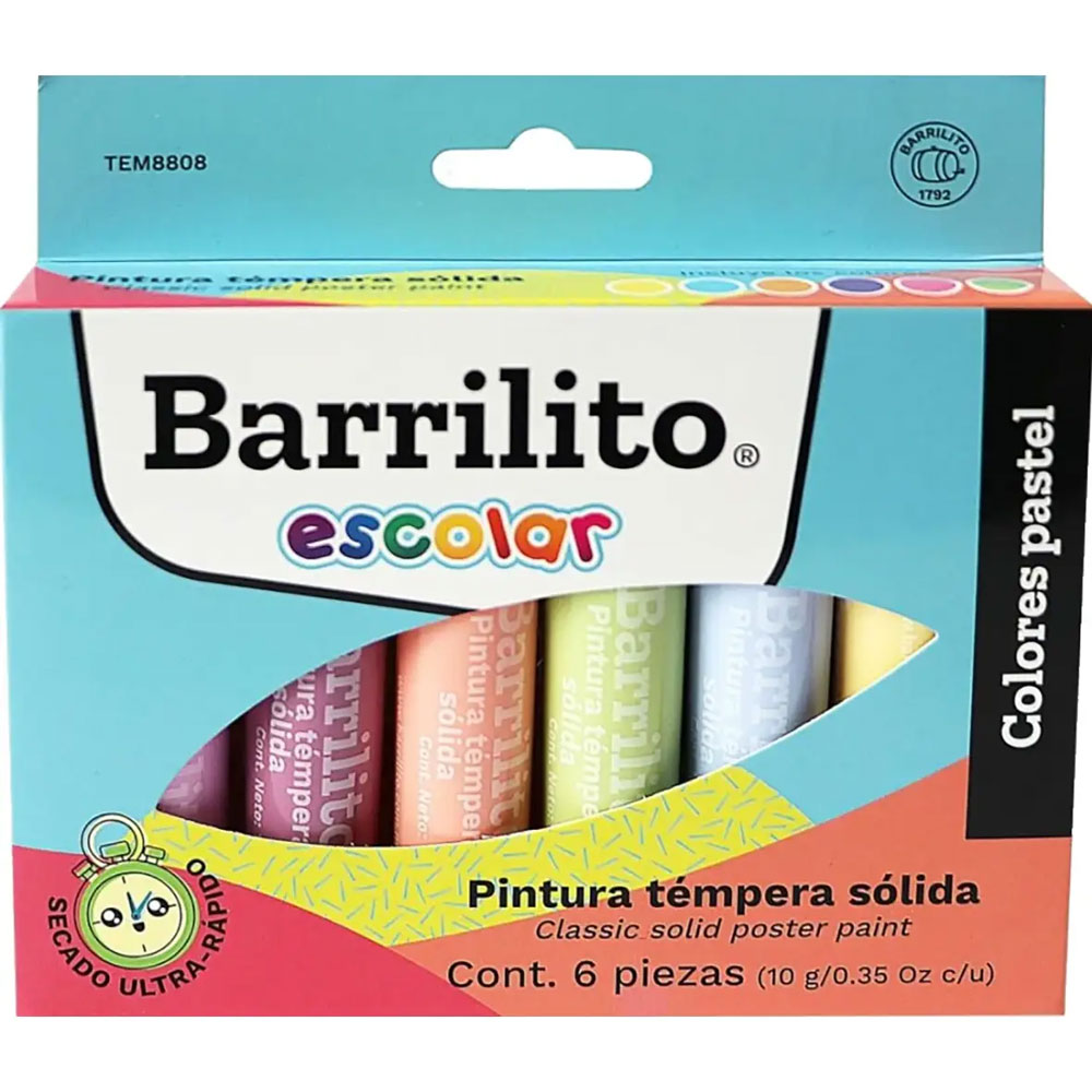 Pintura Tempera Barrilito 8808 Barra Pastel Con 6 Piezas | Lumen