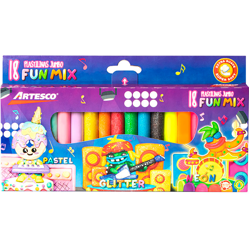 Plastilina Artesco Fun Mix Jumbo Con 18 Piezas Multicolor | Lumen