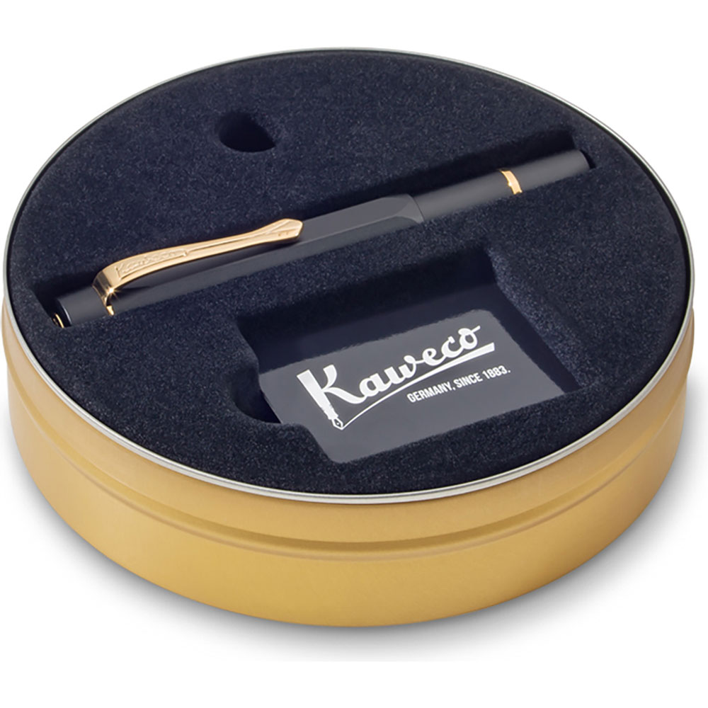 Pluma fuente fina Kaweco Al Sport Piston Black/Gold 0.9mm | Papelería Lumen
