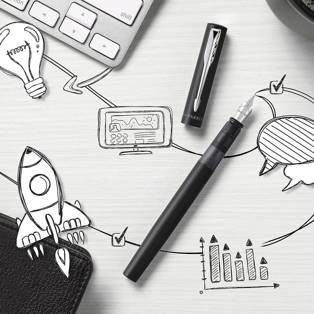 Pluma Fuente Fina Parker Vector xl Black Punto Fino negro | Papelería Lumen