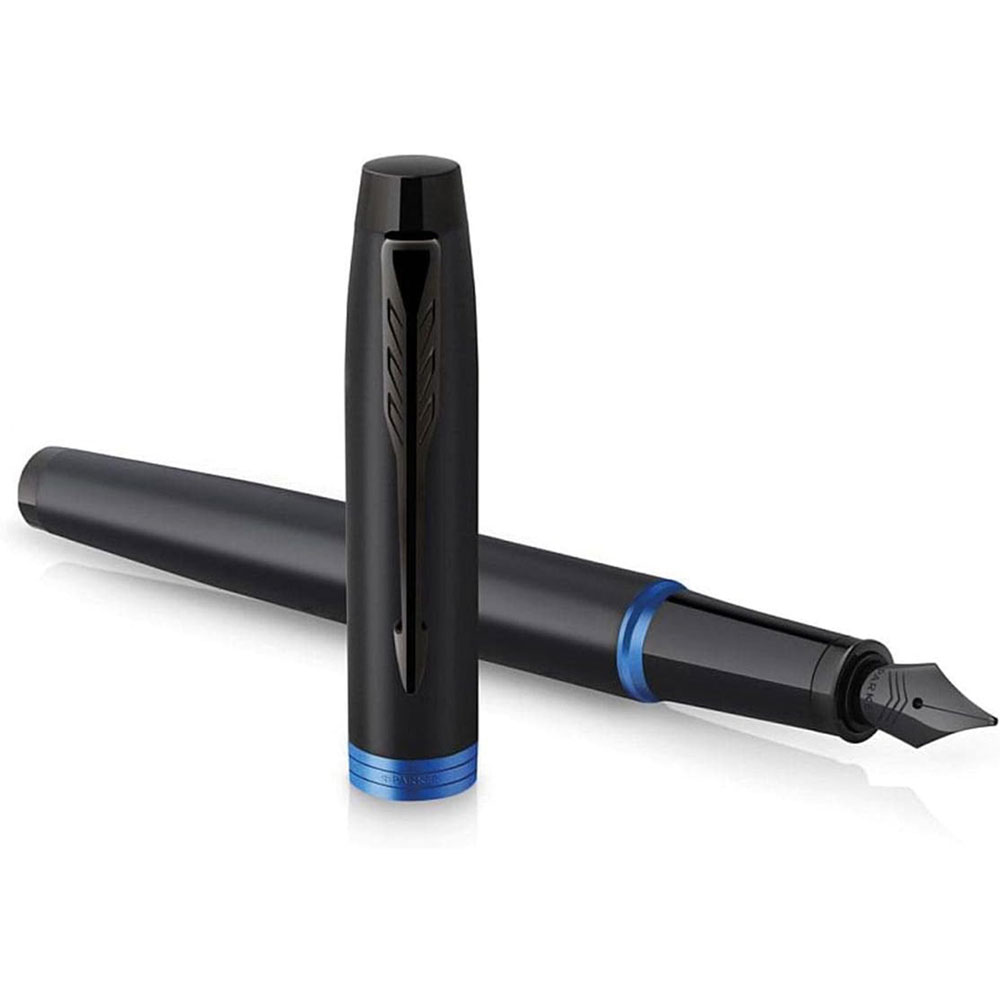 Pluma fuente Parker IM vibrante ring punto fino azul | Papelería Lumen