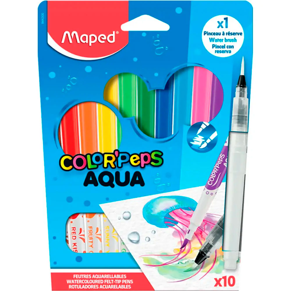 Plumil Escolar Maped 844300 Aqua Con Pincel Con 10 Piezas | Lumen