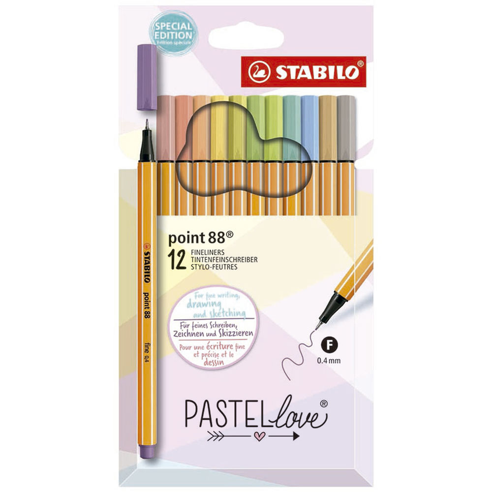 Set 12 Fineliners Stabilo Point 88 Pastel Love | Papelería Lumen