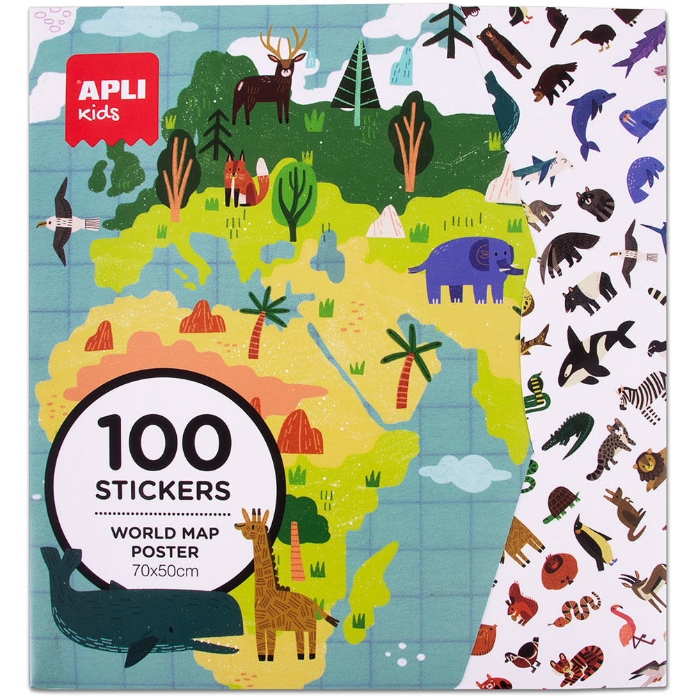 Poster Gigante Mapa Mundi Apli Kids Con Stickers