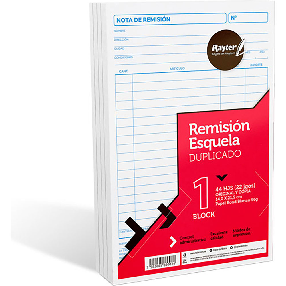 Remision Esquela Rayter Duplicado 22 Hojas Con 4 Piezas | Lumen