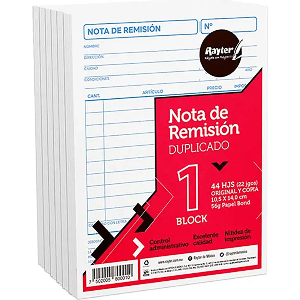 Remision Rayter 1 4 T C Duplicado 22 Hojas Con 6 Piezas Lumen