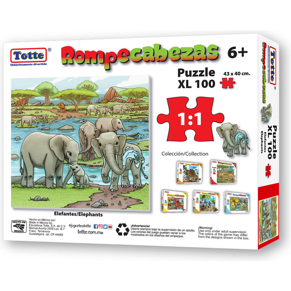 Rompecabezas Totte T403 Elefantes 100 piezas