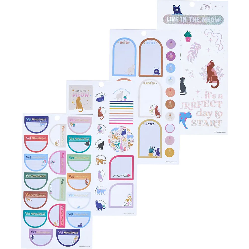 Sticker Happy Planner Whimsical Whiskers Con 30 Hojas | Lumen