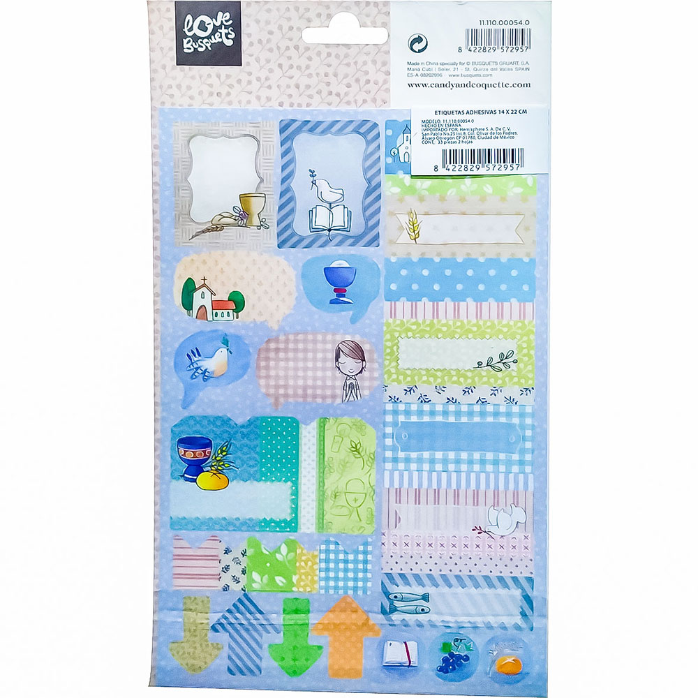 Stickers Busquets 14x22cm con 2 hojas | Papelería Lumen