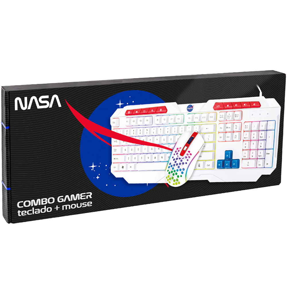 TECLADO NASA NSGCO2 GAMING C/MOUSE BLANCO | Papelería Lumen