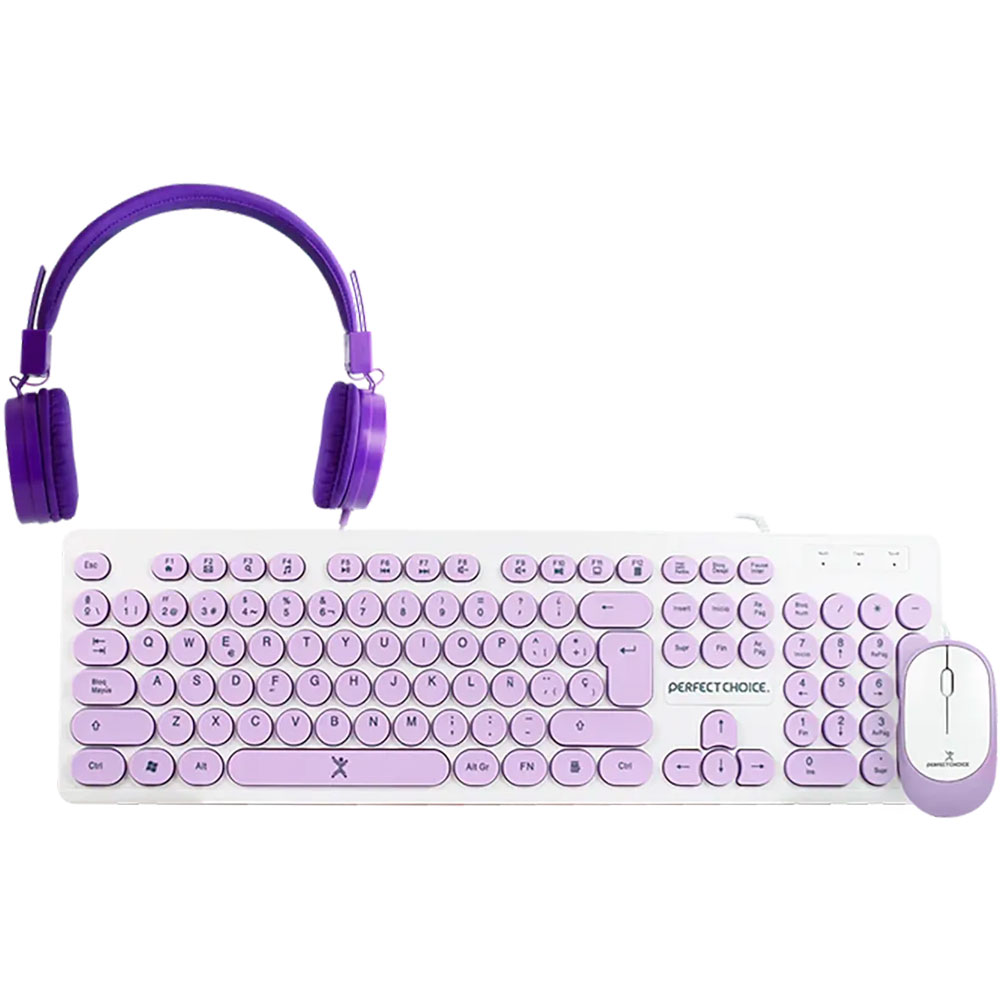 Teclado Perfect Choice Pc-201724 Kit Alam 3 En 1 Morado | Lumen