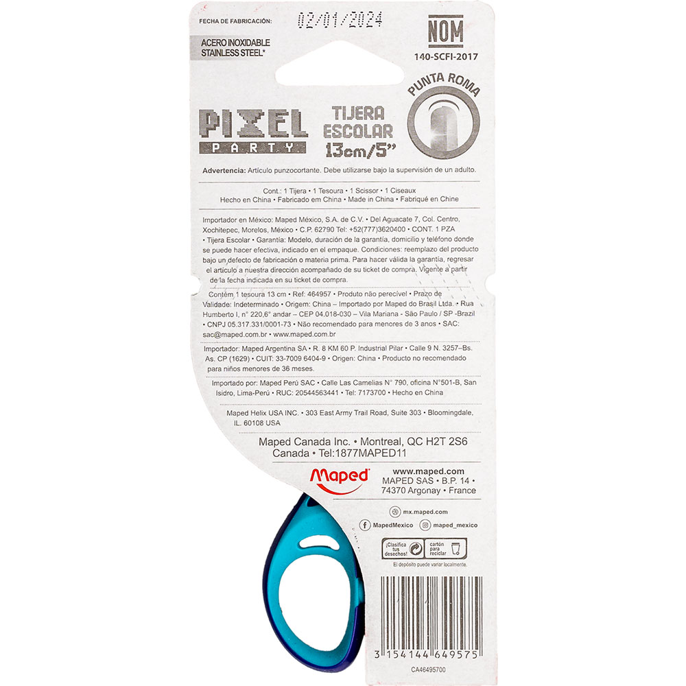 Tijera escolar Maped 464957 Pixel 13cm