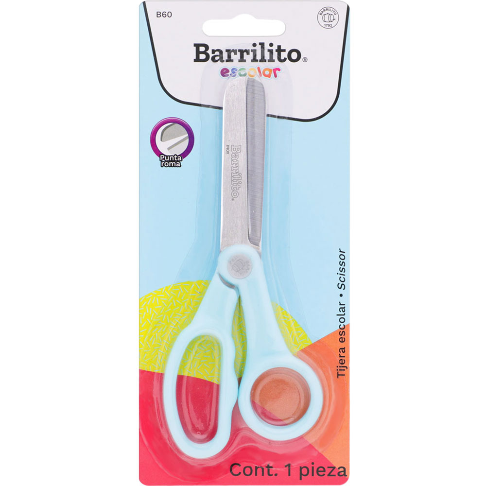 Tijeras escolar Barrilito punta roma 13cm | Lumen