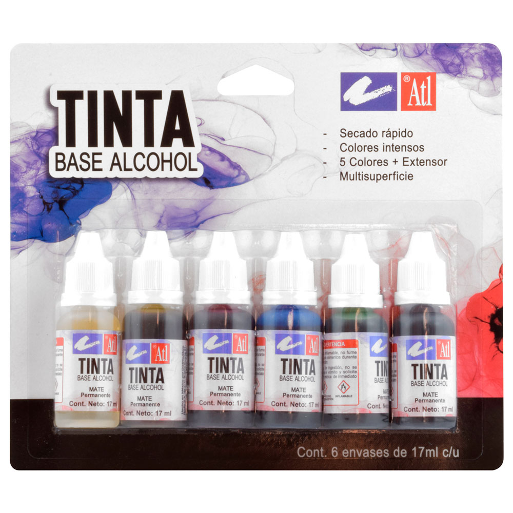 Tinta Alcohol Atl Set Básico Con 5 Colores Y 1 Medio De 17 Ml | Lumen