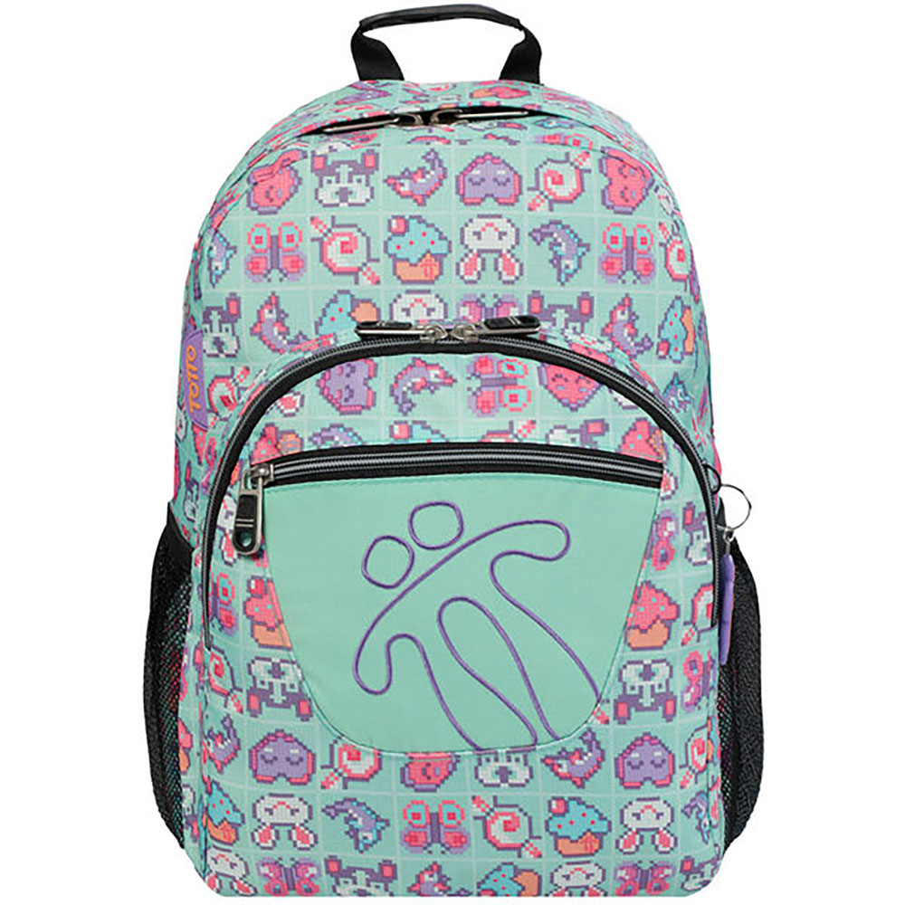 Mochila Escolar Totto Acuarela 0QI Verde/Rosa | Papelería Lumen
