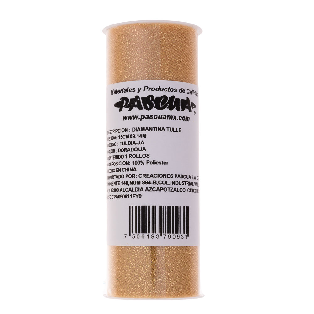Tulle Diamantina Dorado | Papelería Lumen