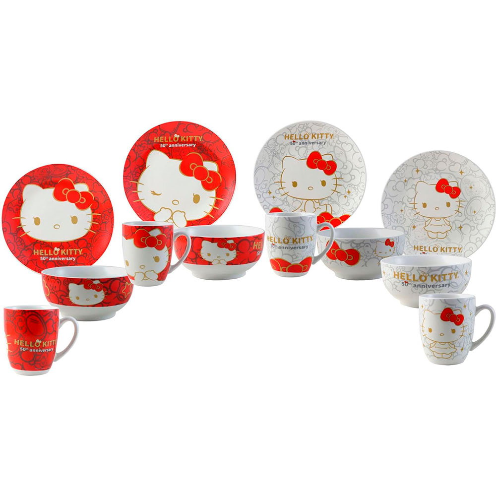 Vajilla Hello Kitty 50 Aniversario con 12 Piezas Siglo XXI | Lumen